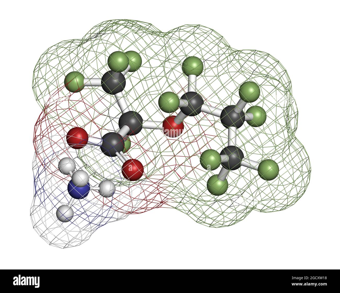 Ammonium perfluoro(2-methyl-3-oxahexanoate) molecule, also known as ...