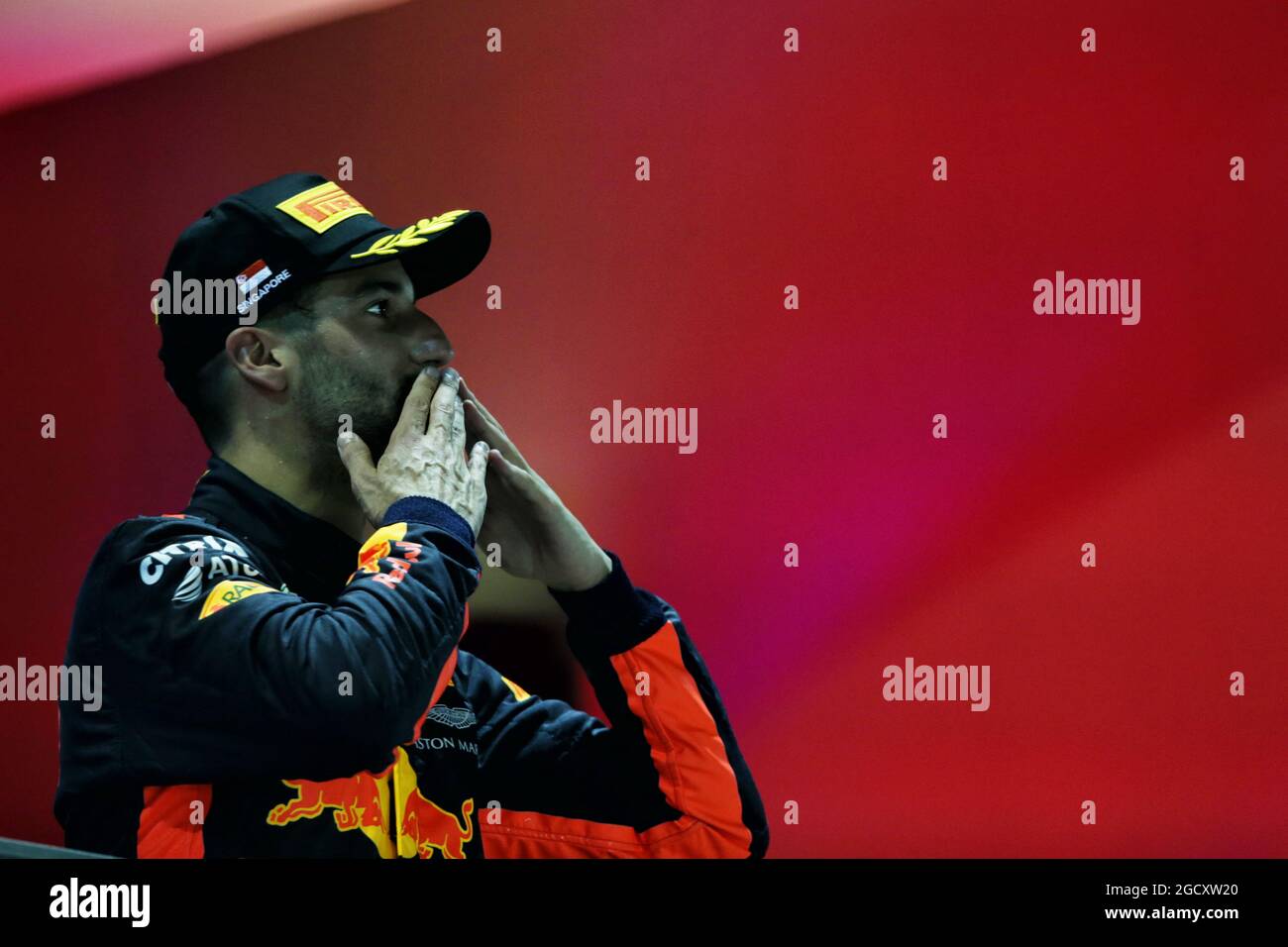 Daniel Ricciardo (AUS) Red Bull Racing celebrates his second position ...