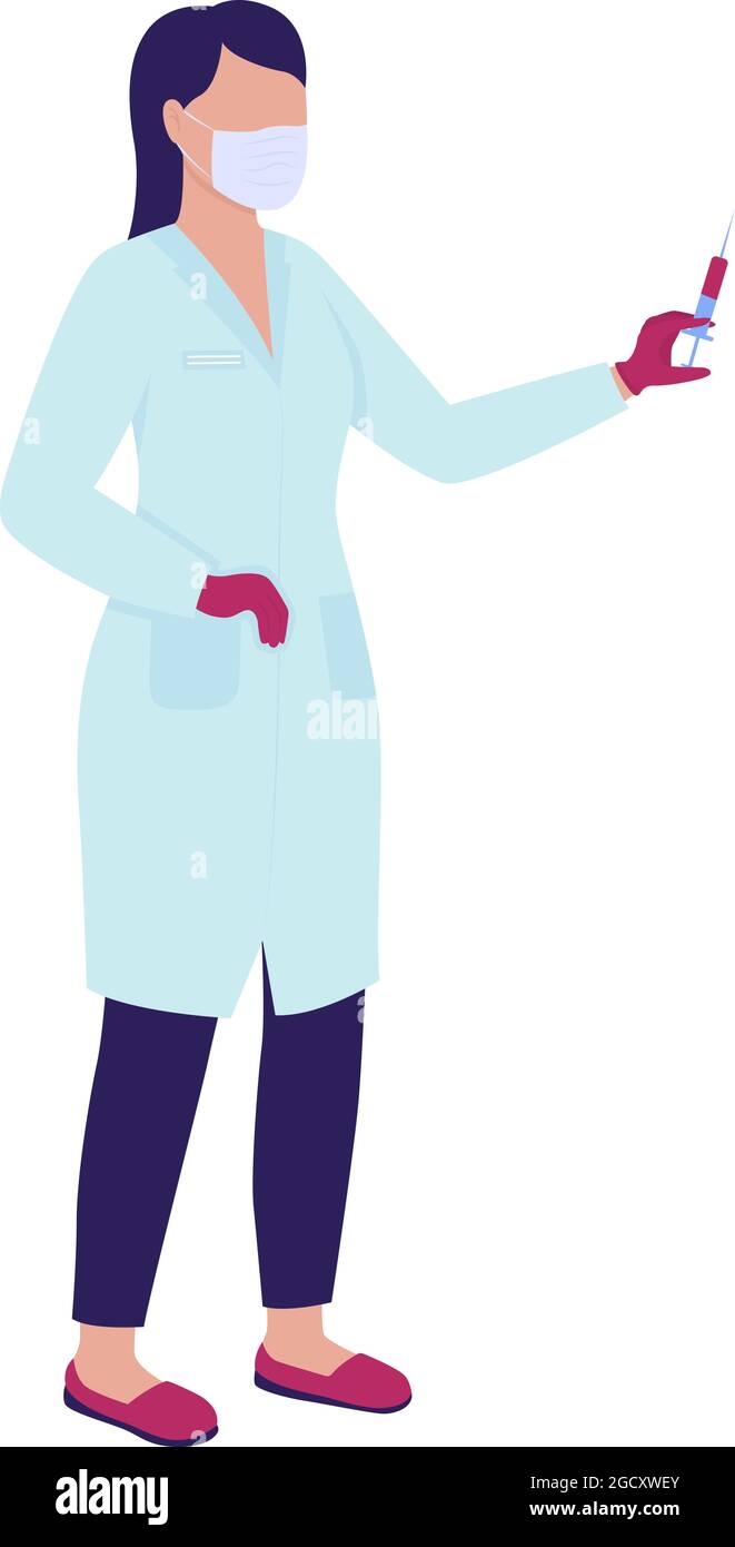 Female doctor with covid vaccine semi flat color vector character Stock ...