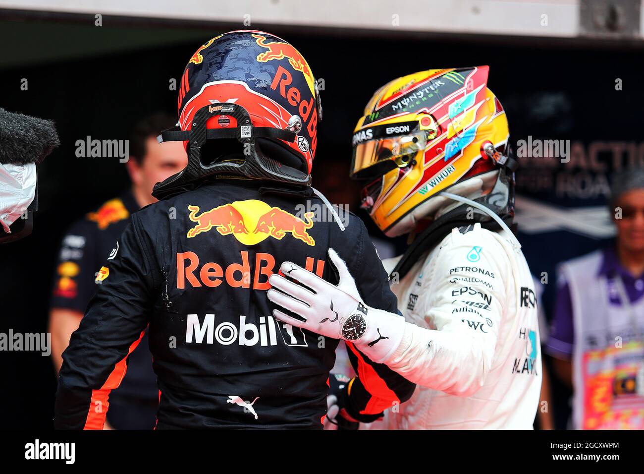 Red bull racing celebrates second placed lewis hamilton hi-res stock ...