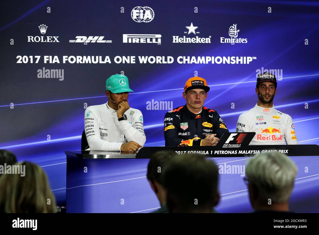 The post race FIA Press Conference (L to R): Lewis Hamilton (GBR ...