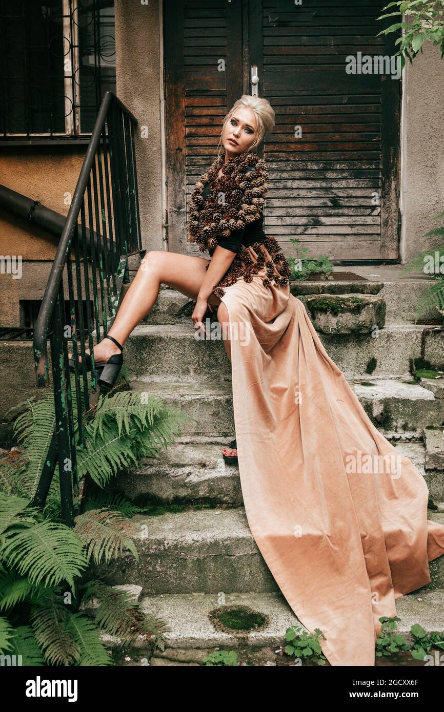 Model Poses For Fashion Photography Outdoors