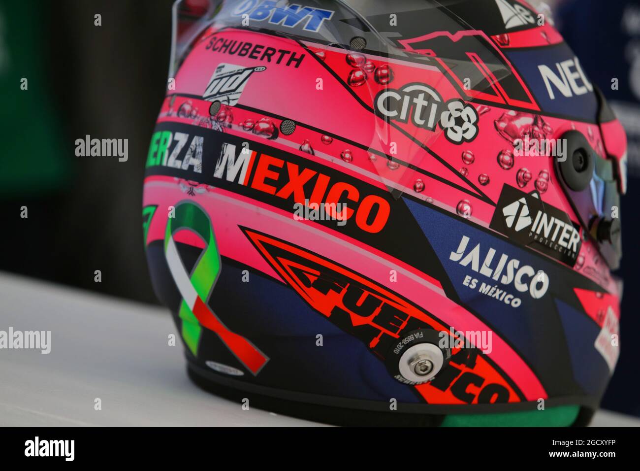 The helmet of Sergio Perez (MEX) Sahara Force India F1. Mexican Grand ...