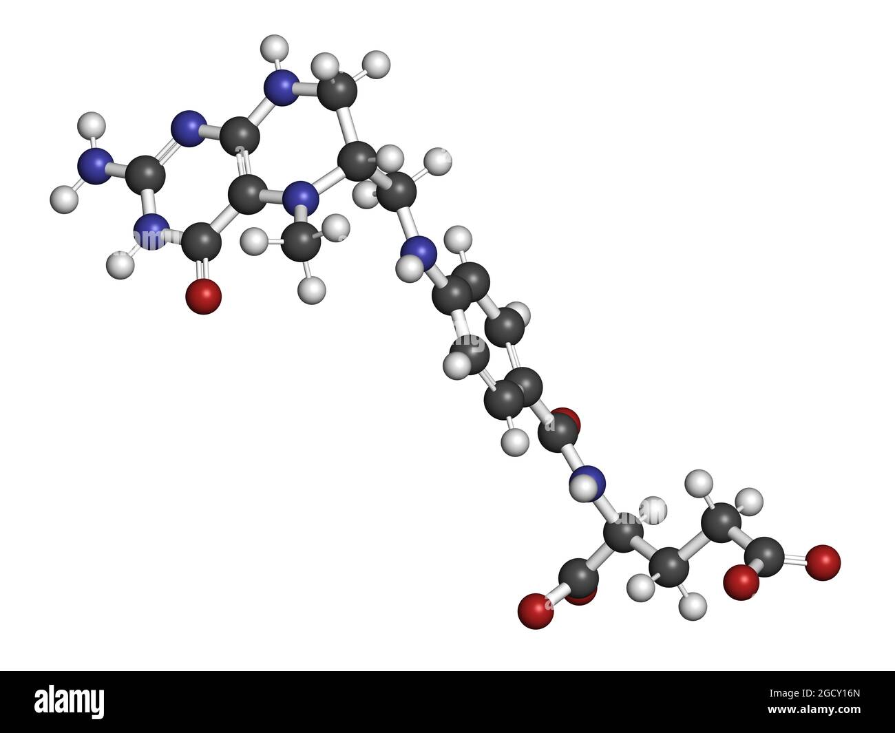 Levomefolic acid or 5-methyltetrahydrofolate molecule. 3D rendering ...