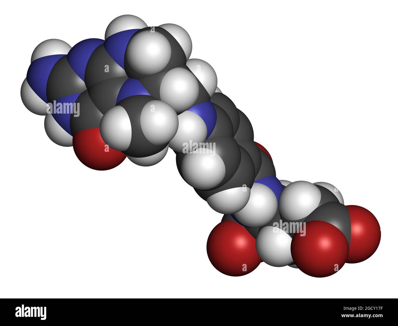 Levomefolic acid or 5-methyltetrahydrofolate molecule. 3D rendering ...
