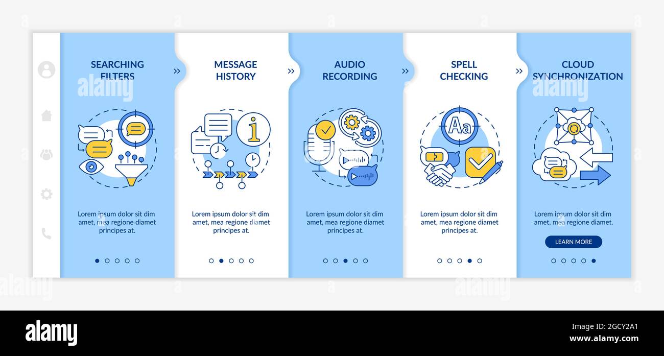 Messaging Features Benefit Onboarding Vector Template Stock Vector Image And Art Alamy