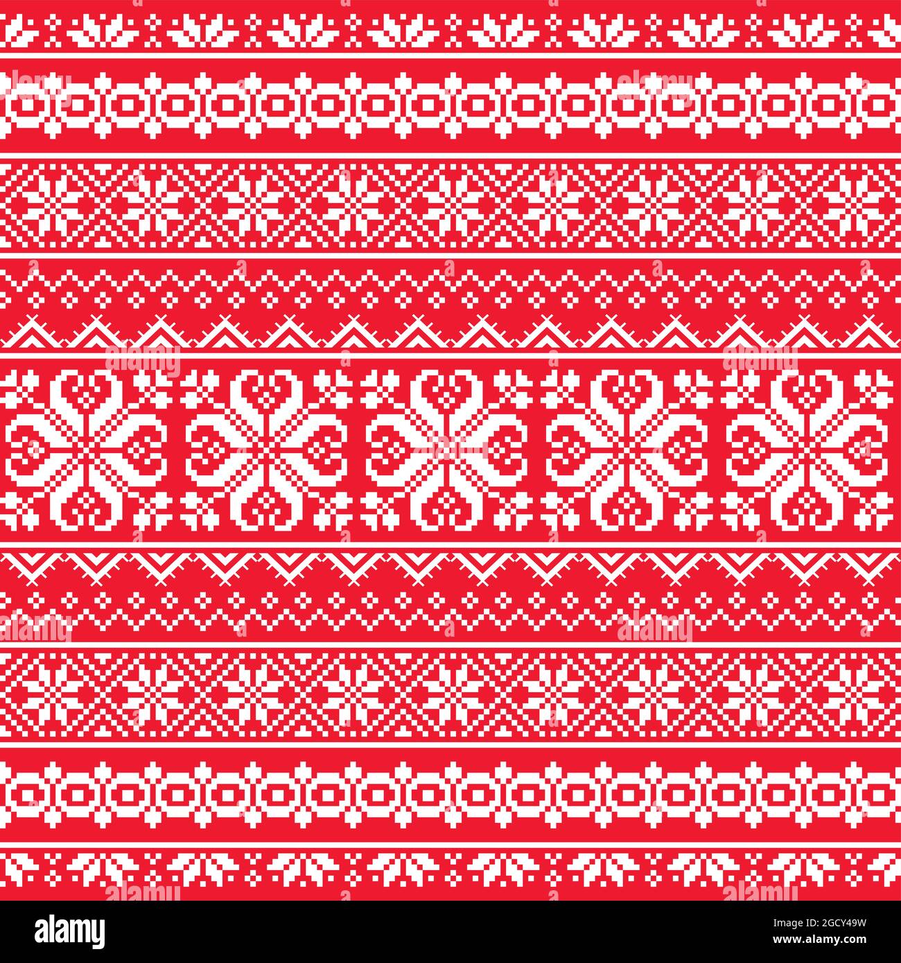 Ukrainian, Belarusian folk art vector seamless pattern with flowers ...