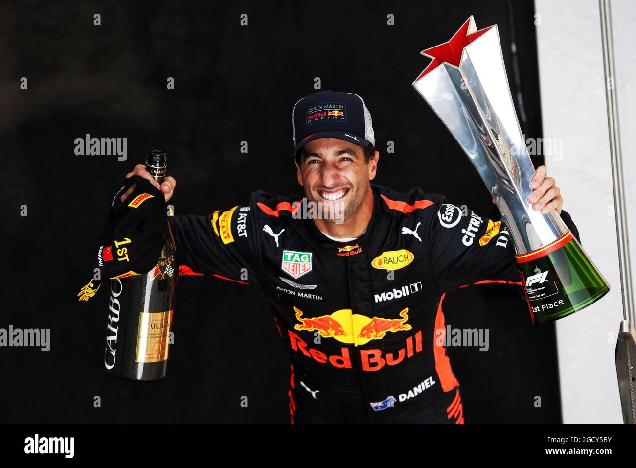 Race winner Daniel Ricciardo (AUS) Red Bull Racing celebrates on the ...