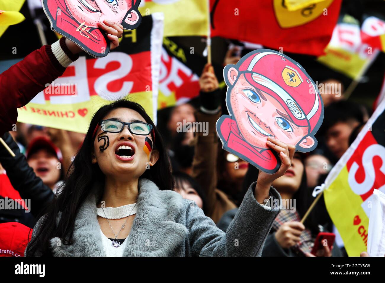Ferrari fans in the grandstand. Chinese Grand Prix, Sunday 15th April ...