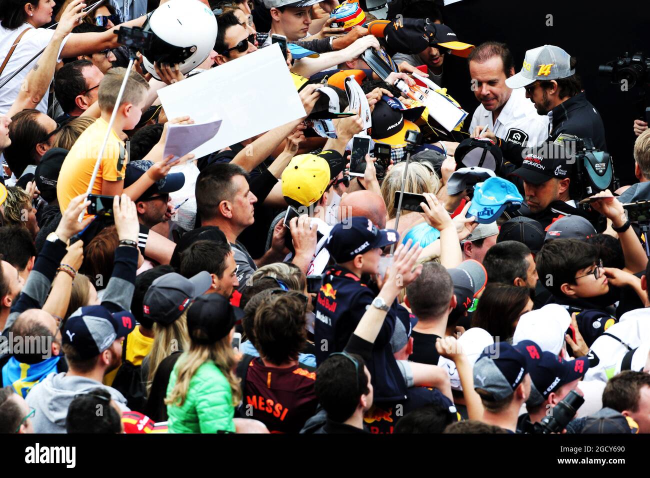Mclaren signs autographs for fans in f1 fanzone hi-res stock ...