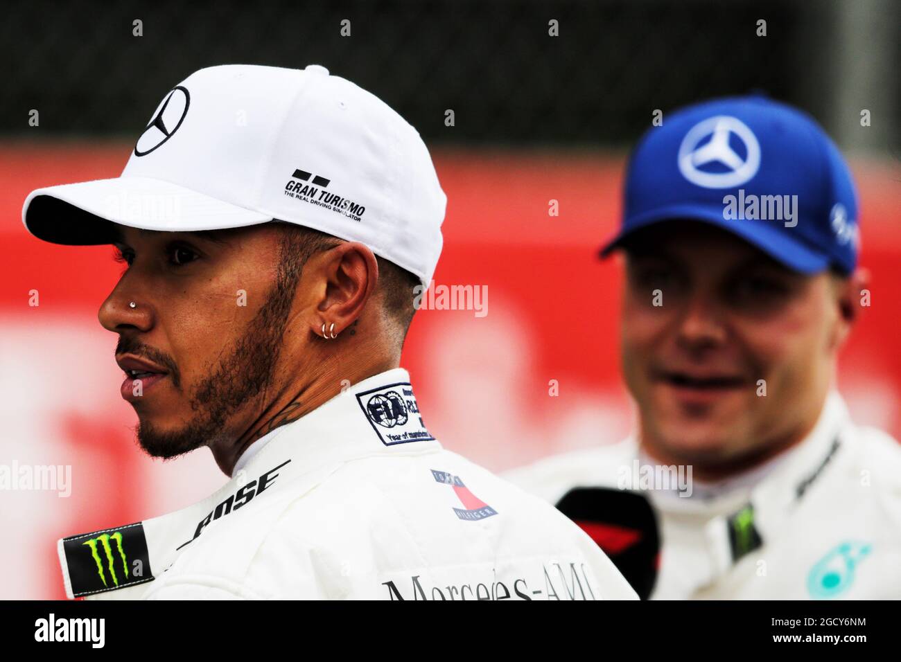 Mercedes amg f1 in parc ferme team mate lewis hamilton hi-res stock ...