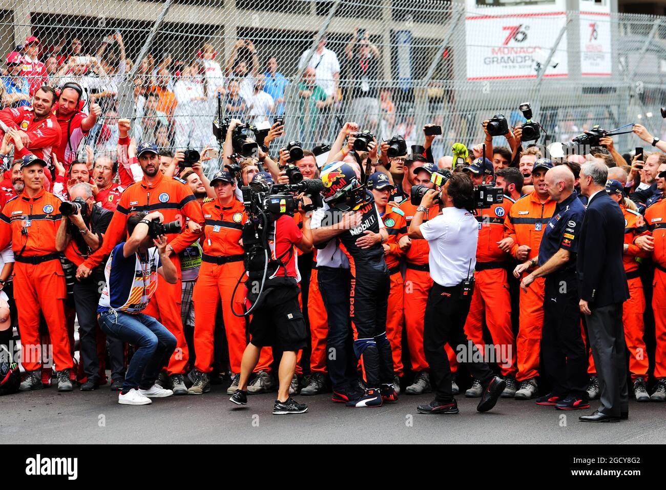 Race winner Daniel Ricciardo (AUS) Red Bull Racing celebrates in parc ...