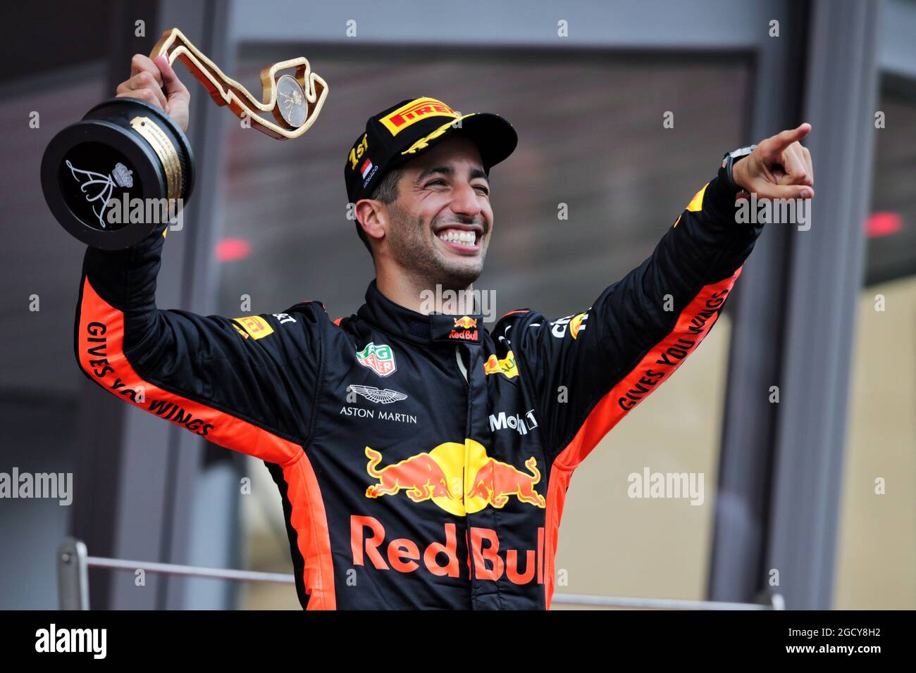 Race winner Daniel Ricciardo (AUS) Red Bull Racing celebrates on the ...