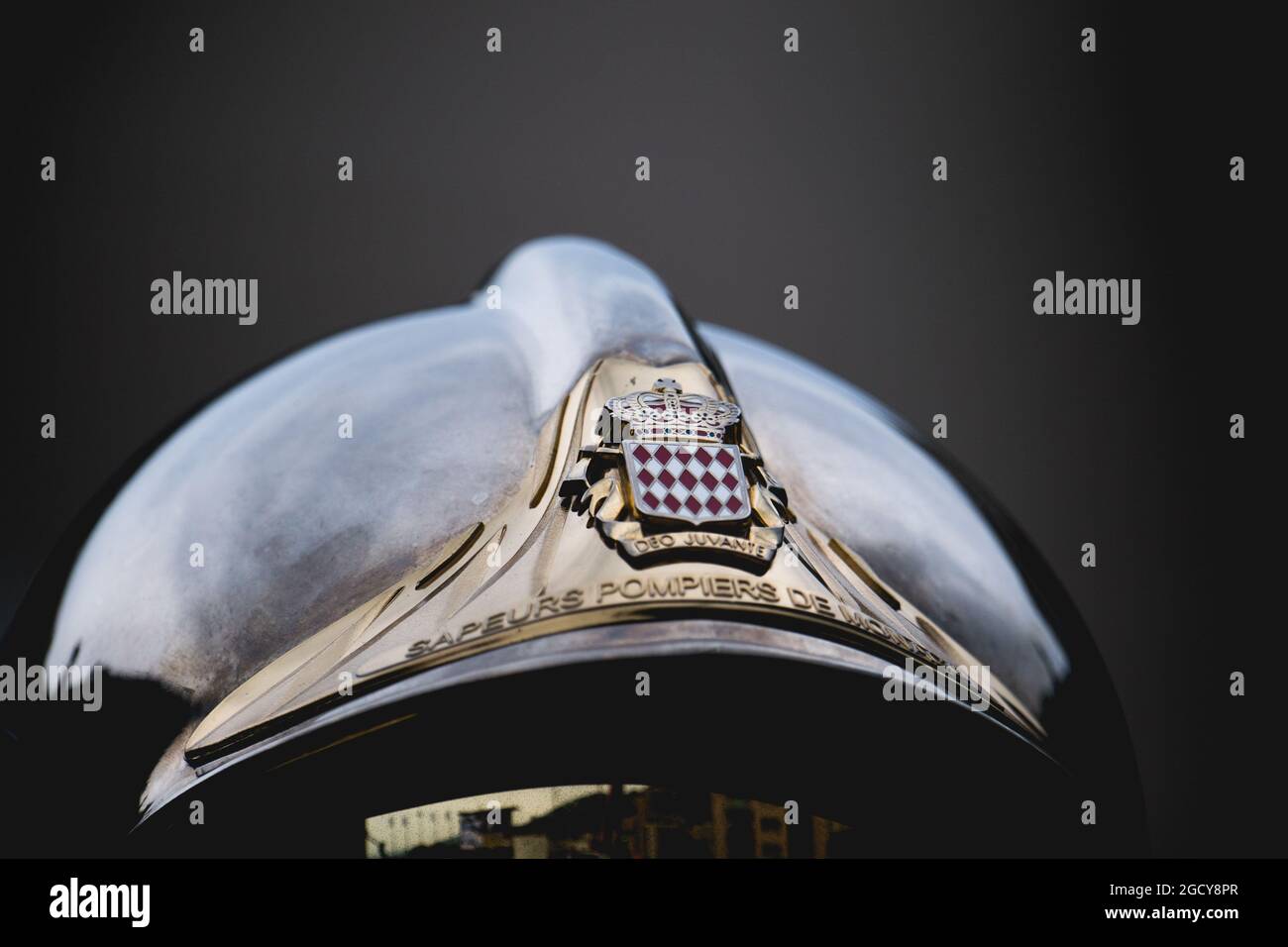 A fire marshal's helmet. Monaco Grand Prix, Sunday 27th May 2018. Monte ...