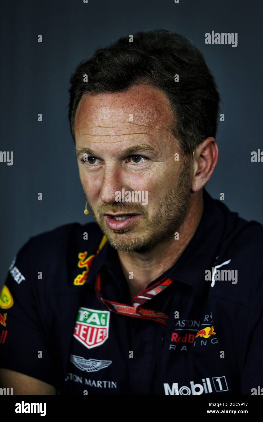 Christian Horner (GBR) Red Bull Racing Team Principal in the FIA Press Conference. French Grand ...