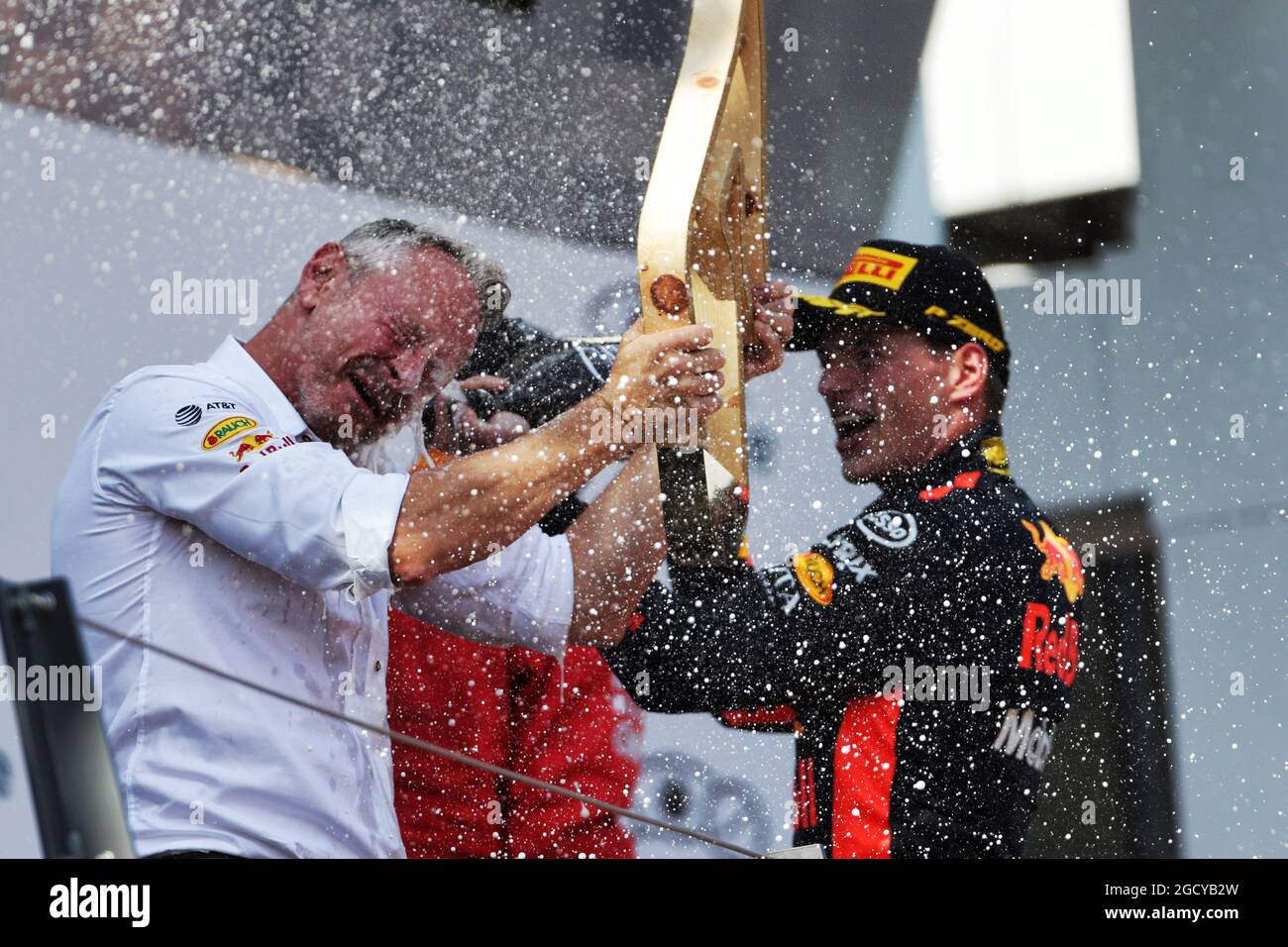 Race winner Max Verstappen (NLD) Red Bull Racing celebrates on the ... Race winner Max Verstappen (NLD) Red Bull Racing celebrates on the ...