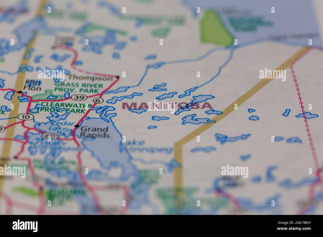 Manitoba Canada shown on a road map or Geography map Stock Photo - Alamy