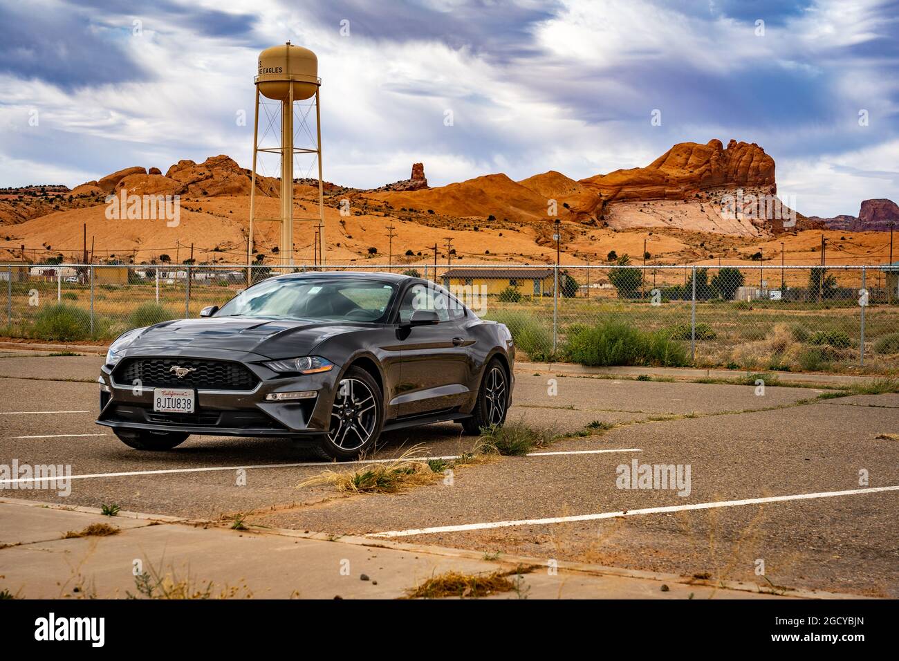 Monument Valley, Utah, USA - Ford Mustang parked in a scenic location ...