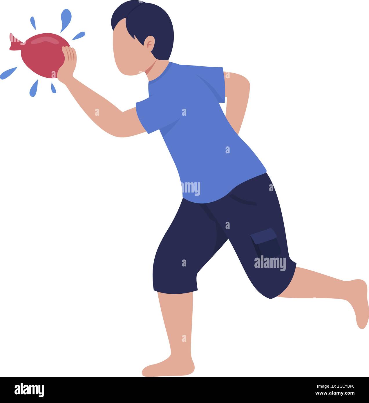 Boy throwing water bomb semi flat color vector character Stock Vector ...