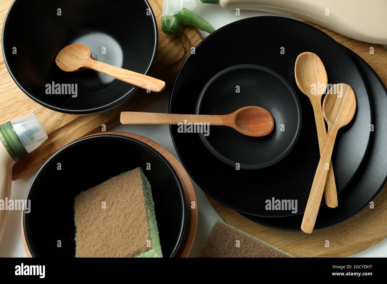Concept of dishwashing, top view and close up Stock Photo - Alamy