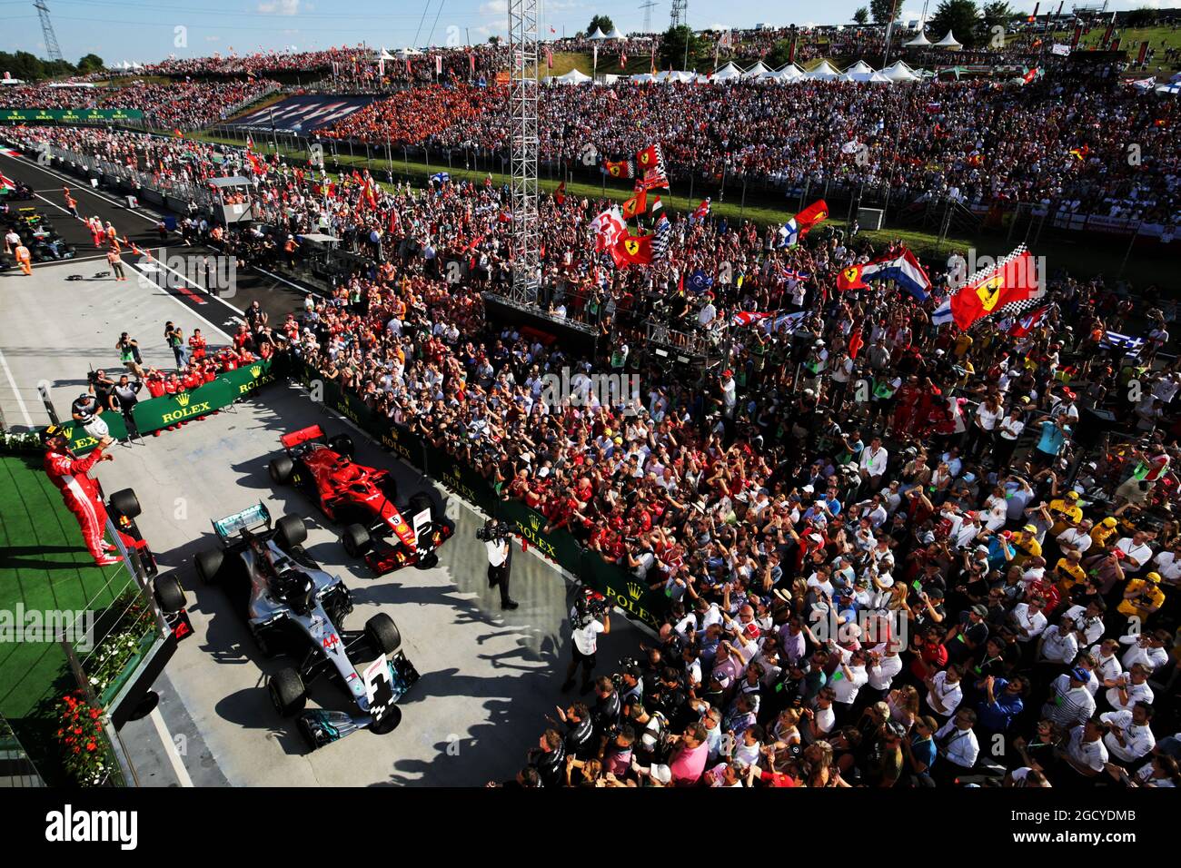Sebastian Vettel (GER) Ferrari celebrates his second position on the ...