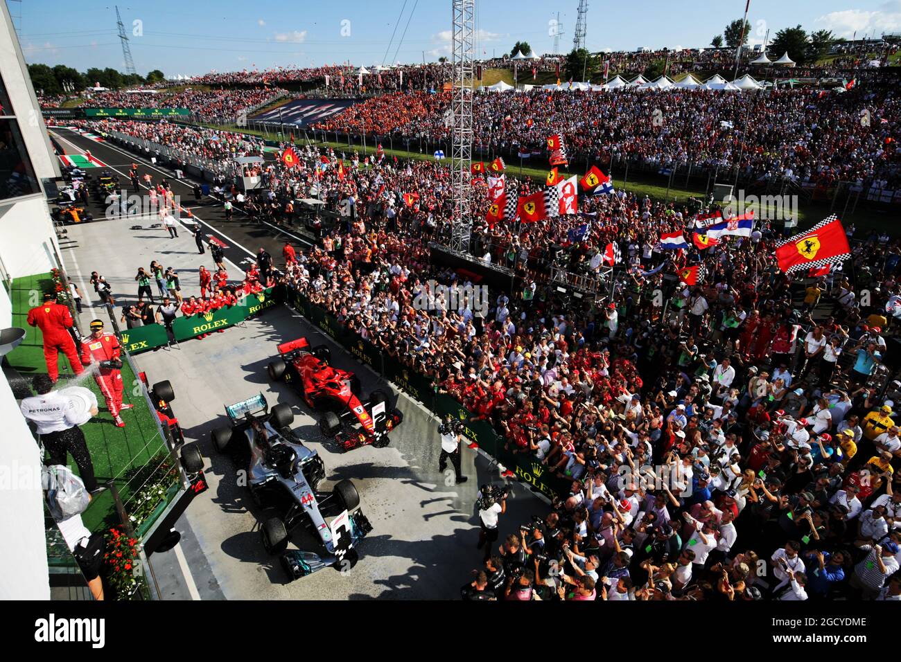 Sebastian Vettel (GER) Ferrari celebrates his second position on the ...