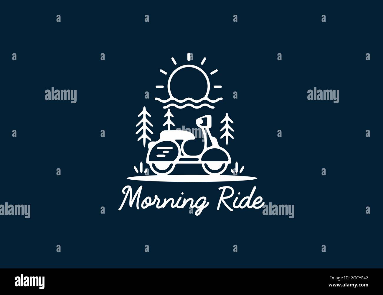 Morning ride scooter line art illustration design Stock Vector Image ...