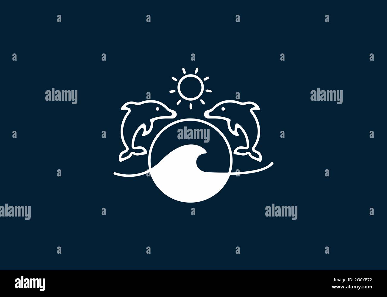 Dolphins and wave line art illustration design Stock Vector Image & Art ...
