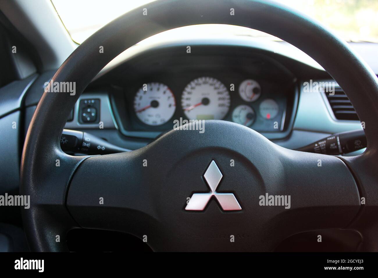 Chernihiv, Ukraine - August 25, 2017: Mitsubishi Lancer 9 generation ...