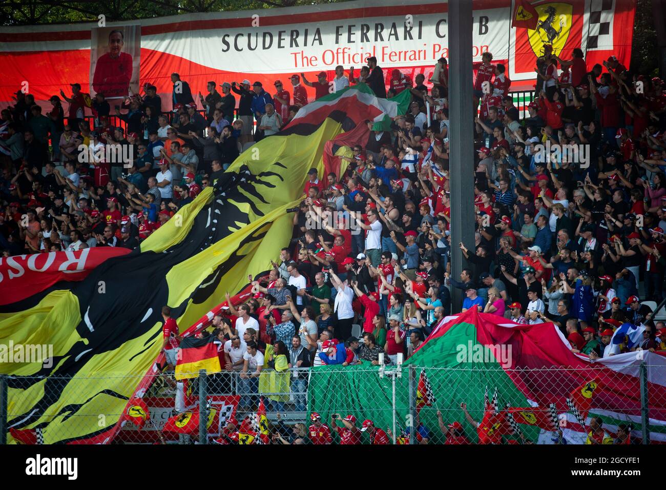 Ferrari fans in the grandstand. Italian Grand Prix, Saturday 1st ...