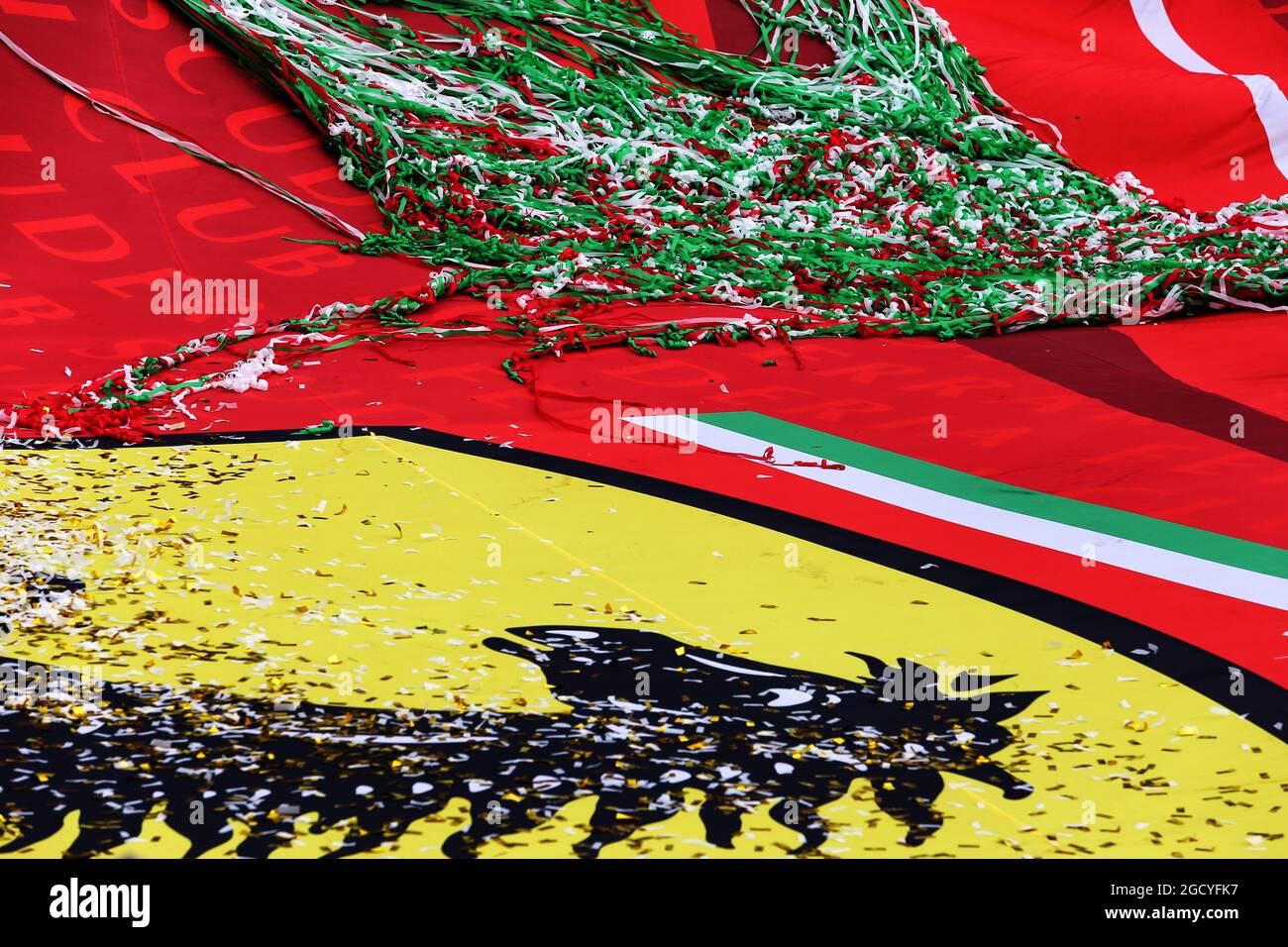A large Ferrari flag at the podium. Italian Grand Prix, Sunday 2nd ...