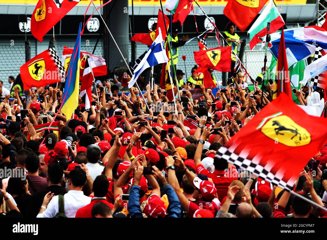 Ferrari fans at the podium. Italian Grand Prix, Sunday 2nd September ...