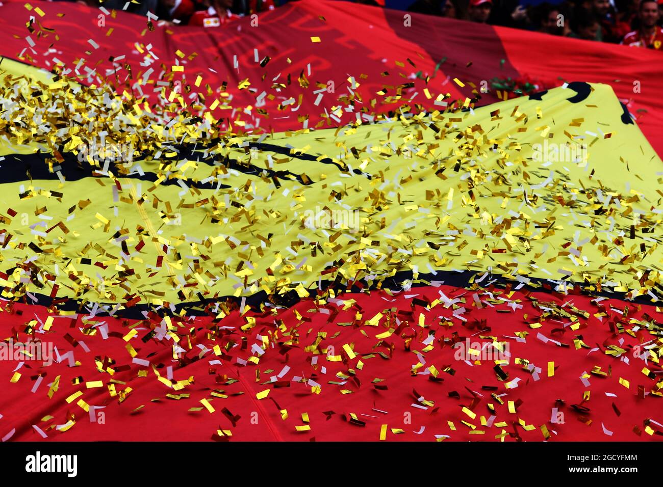 Large Ferrari flag at the podium. Italian Grand Prix, Sunday 2nd ...