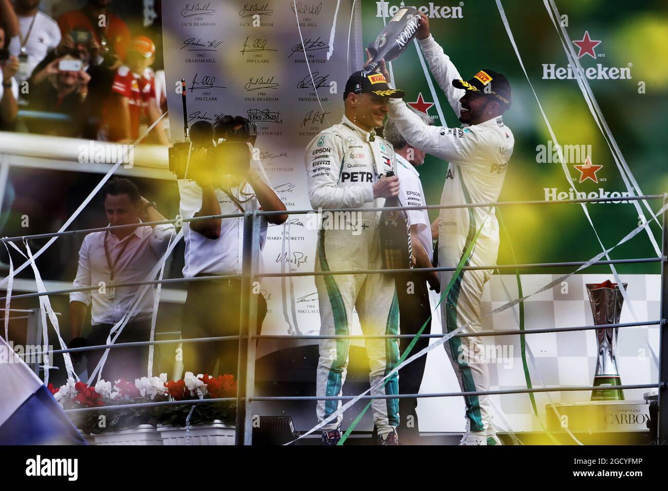 Mercedes amg f1 on podium team mate lewis hamilton hi-res stock ...