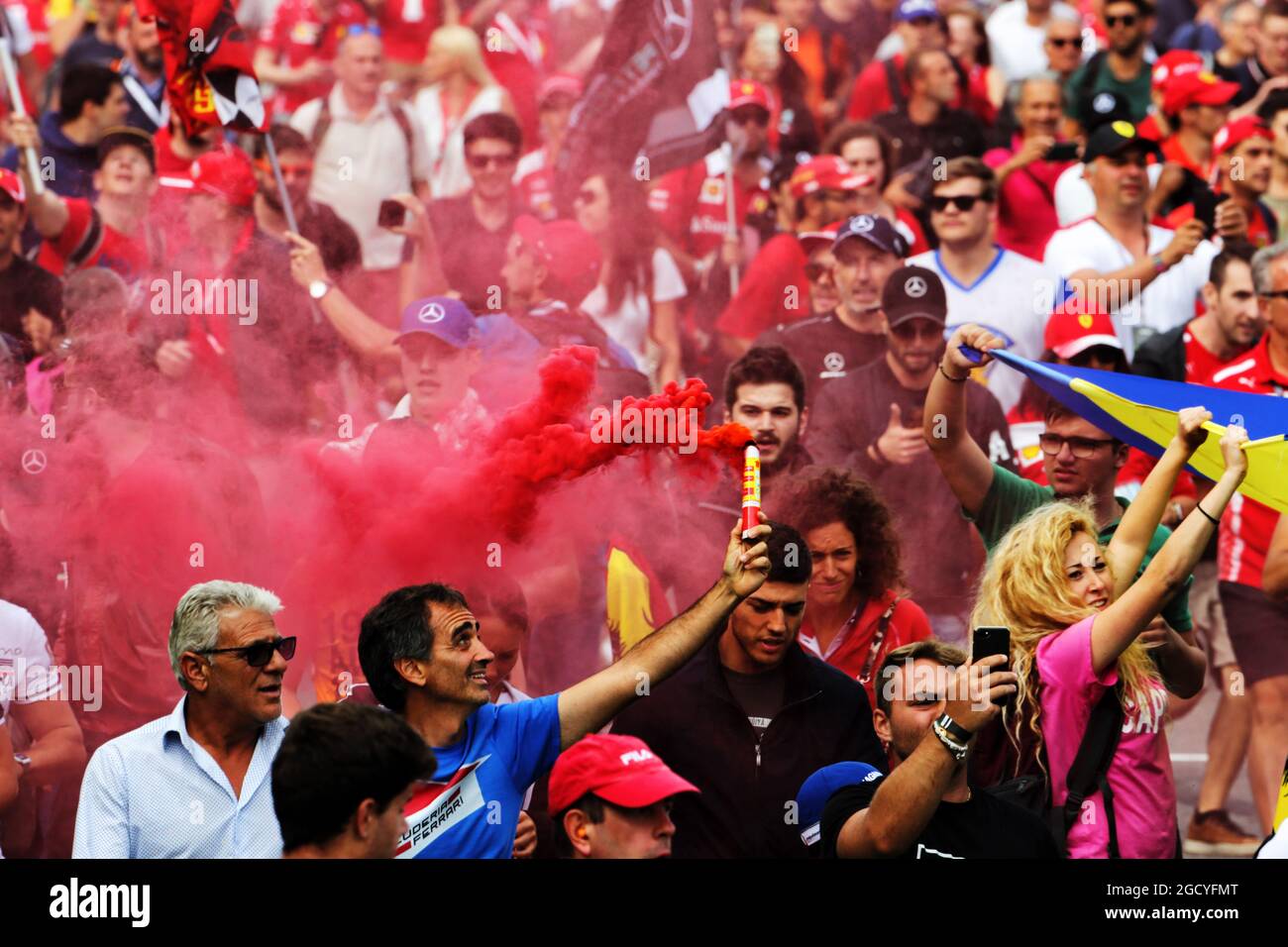 Ferrari fans invade the circuit for the podium. Italian Grand Prix ...
