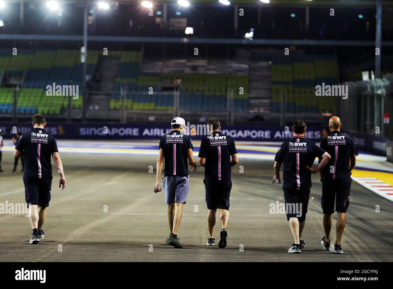 Esteban Ocon (FRA) Racing Point Force India F1 Team walks the circuit ...