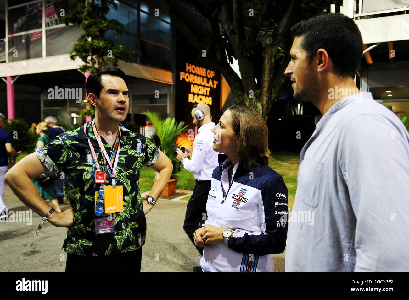 (L to R): Jimmy Carr (GBR) Comedian with Claire Williams (GBR) Williams ...