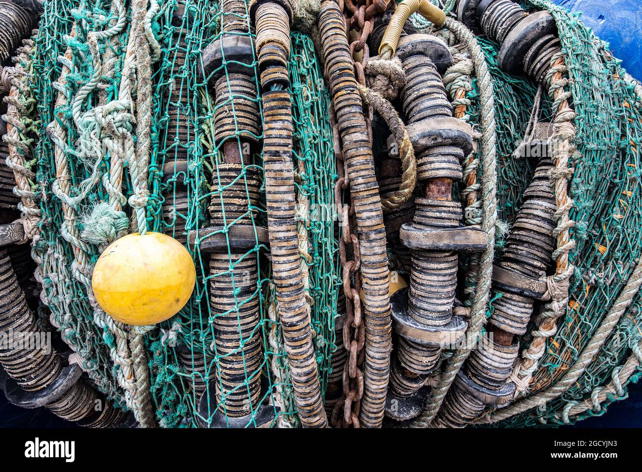 Fishing nets and floats in Dingle harbour in County Kerry, Ireland ...