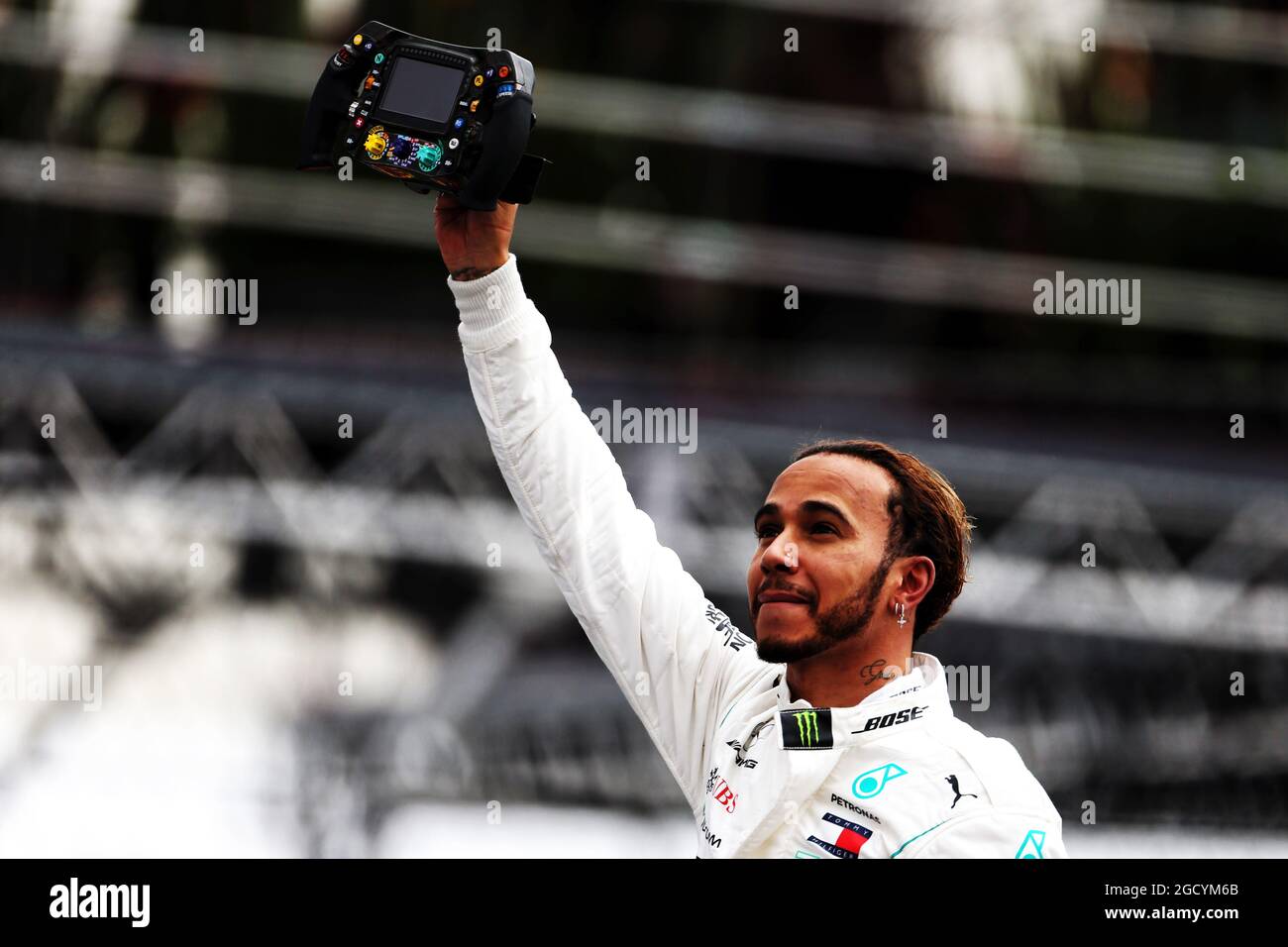 Lewis Hamilton (GBR) Mercedes AMG F1 celebrates winning the World ...
