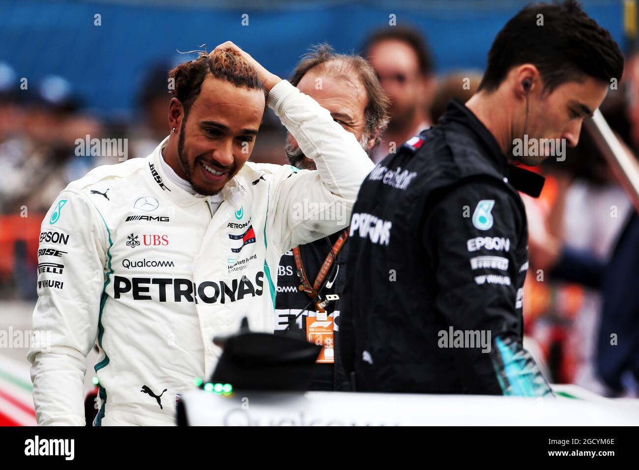Lewis Hamilton (GBR) Mercedes AMG F1 celebrates winning the World ...