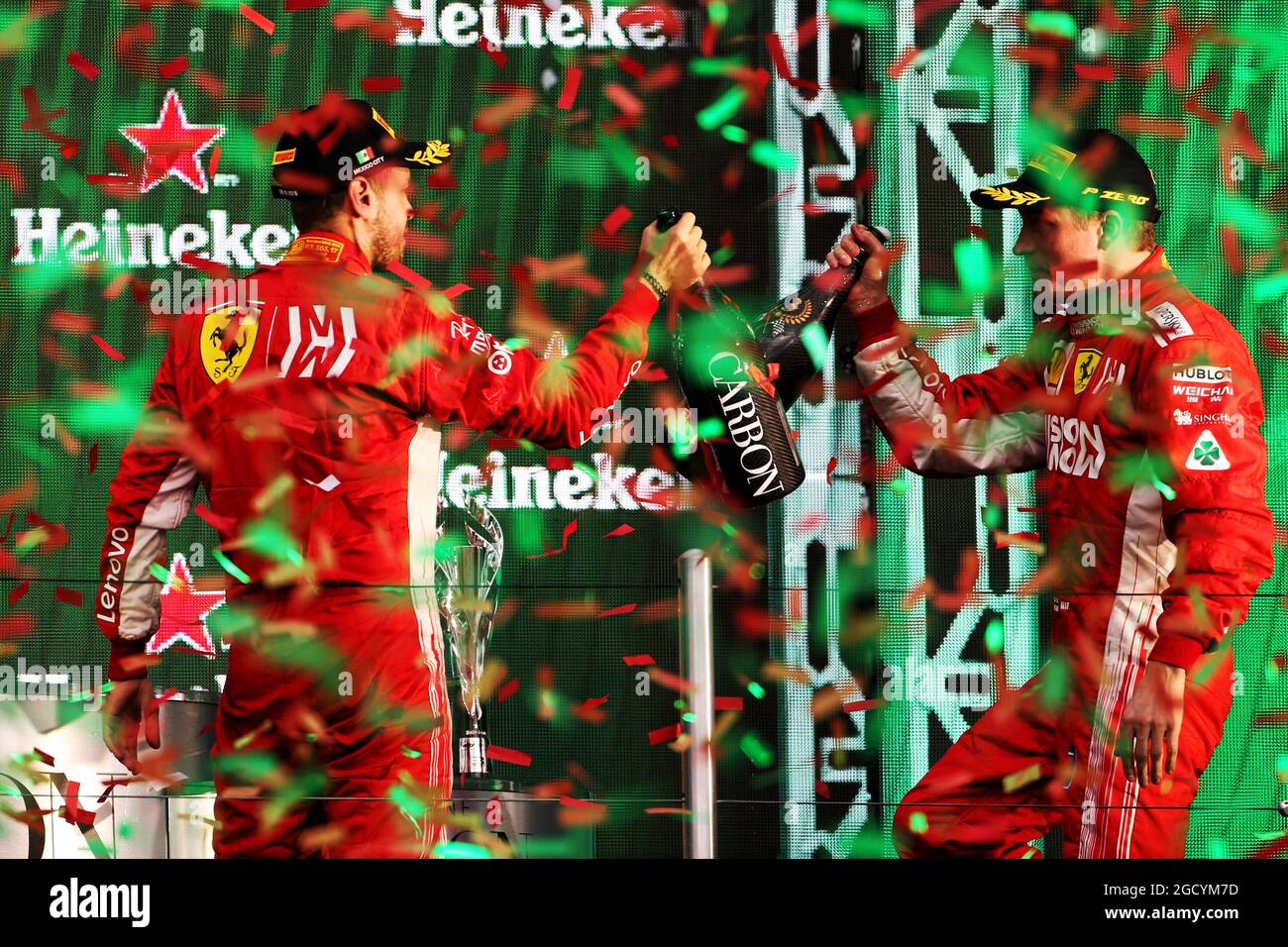 Ferrari celebrates his third position team hi-res stock photography and ...
