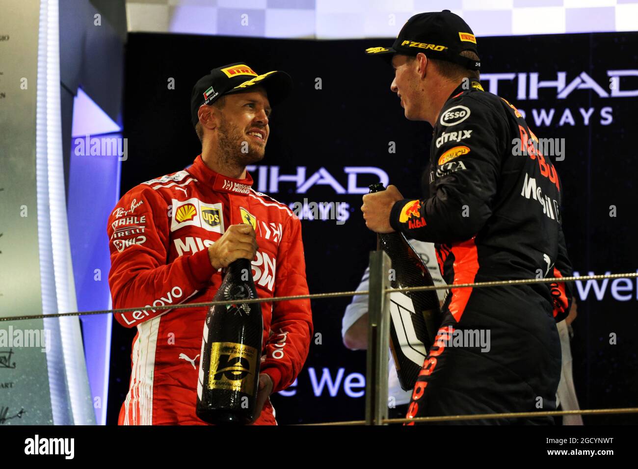 Ferrari celebrates third placed max verstappen hi-res stock photography ...