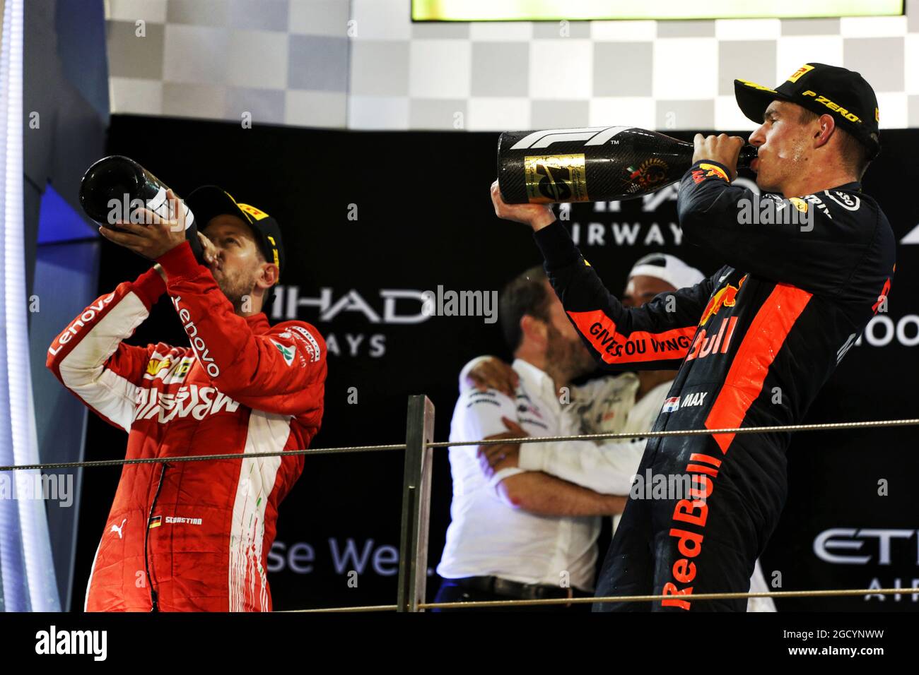 Ferrari celebrates third placed max verstappen hi-res stock photography ...