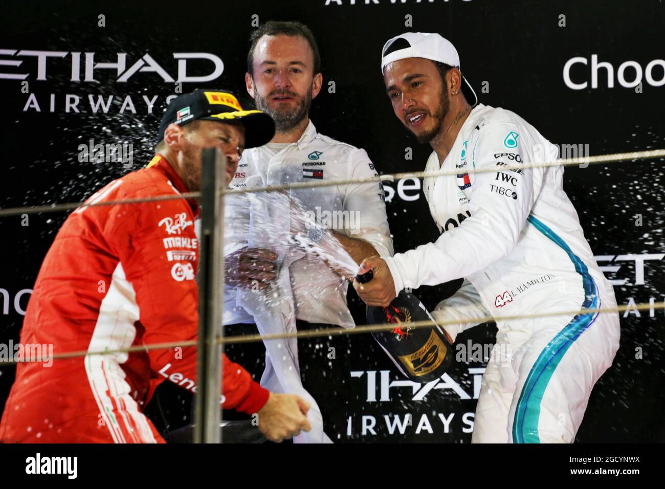 Mercedes amg f1 communications manager sebastian vettel hi-res stock ...