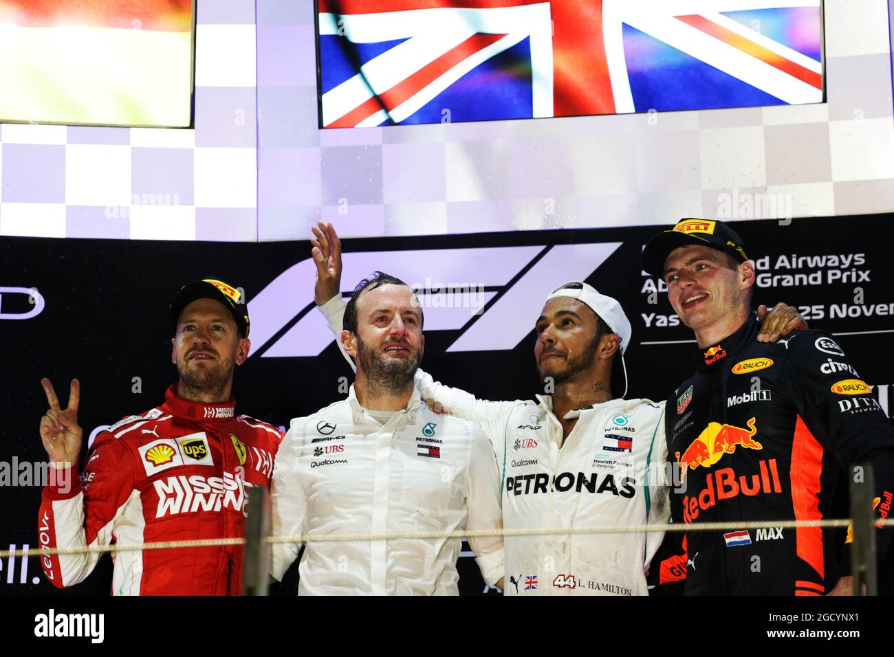 Mercedes amg f1 communications manager sebastian vettel hi-res stock ...