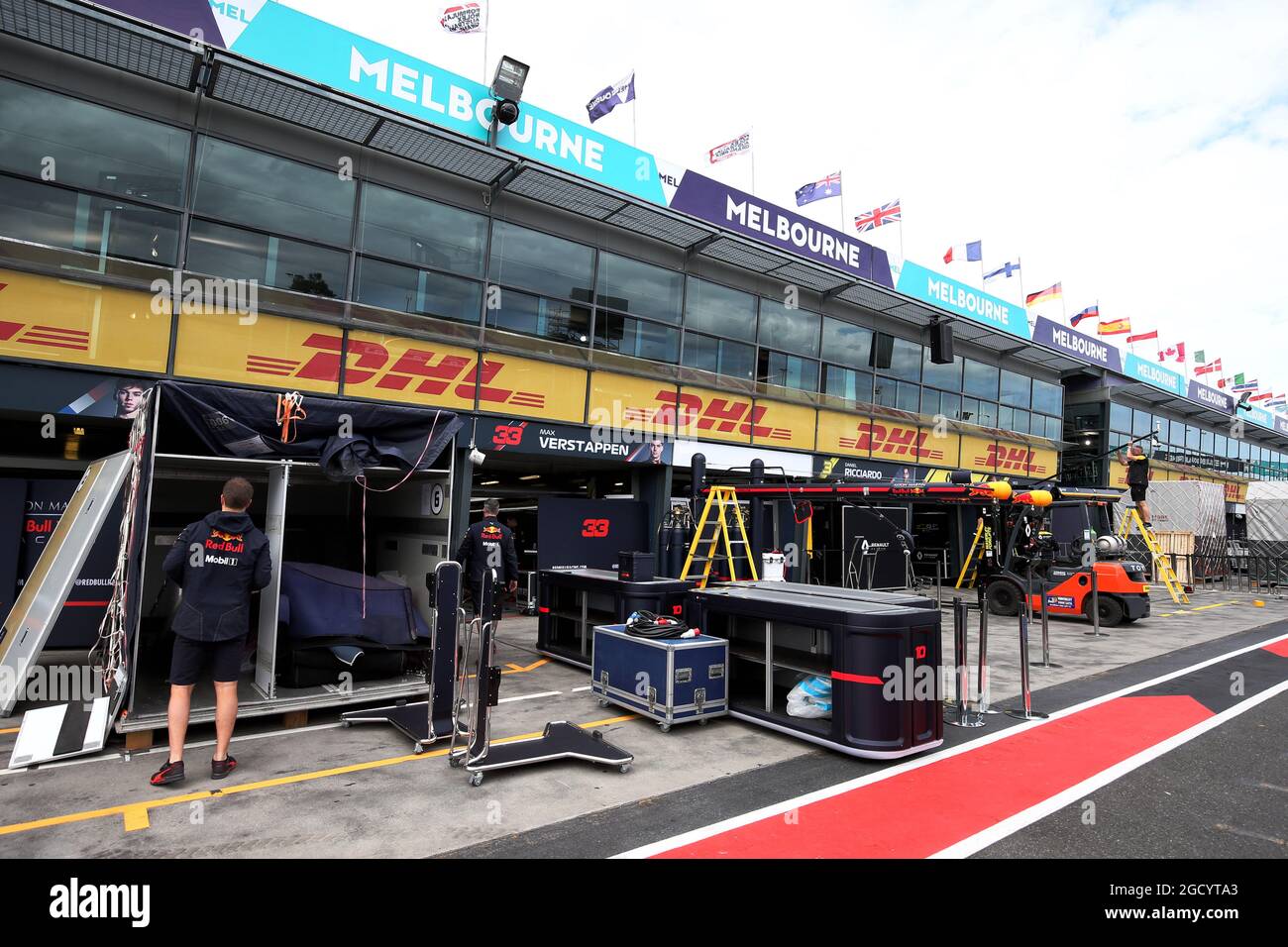 Red bull racing preparations in pits hi-res stock photography and ...