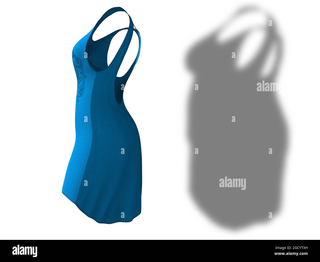 Conceptual fat overweight obese shadow female dress outfit vs slim fit ...