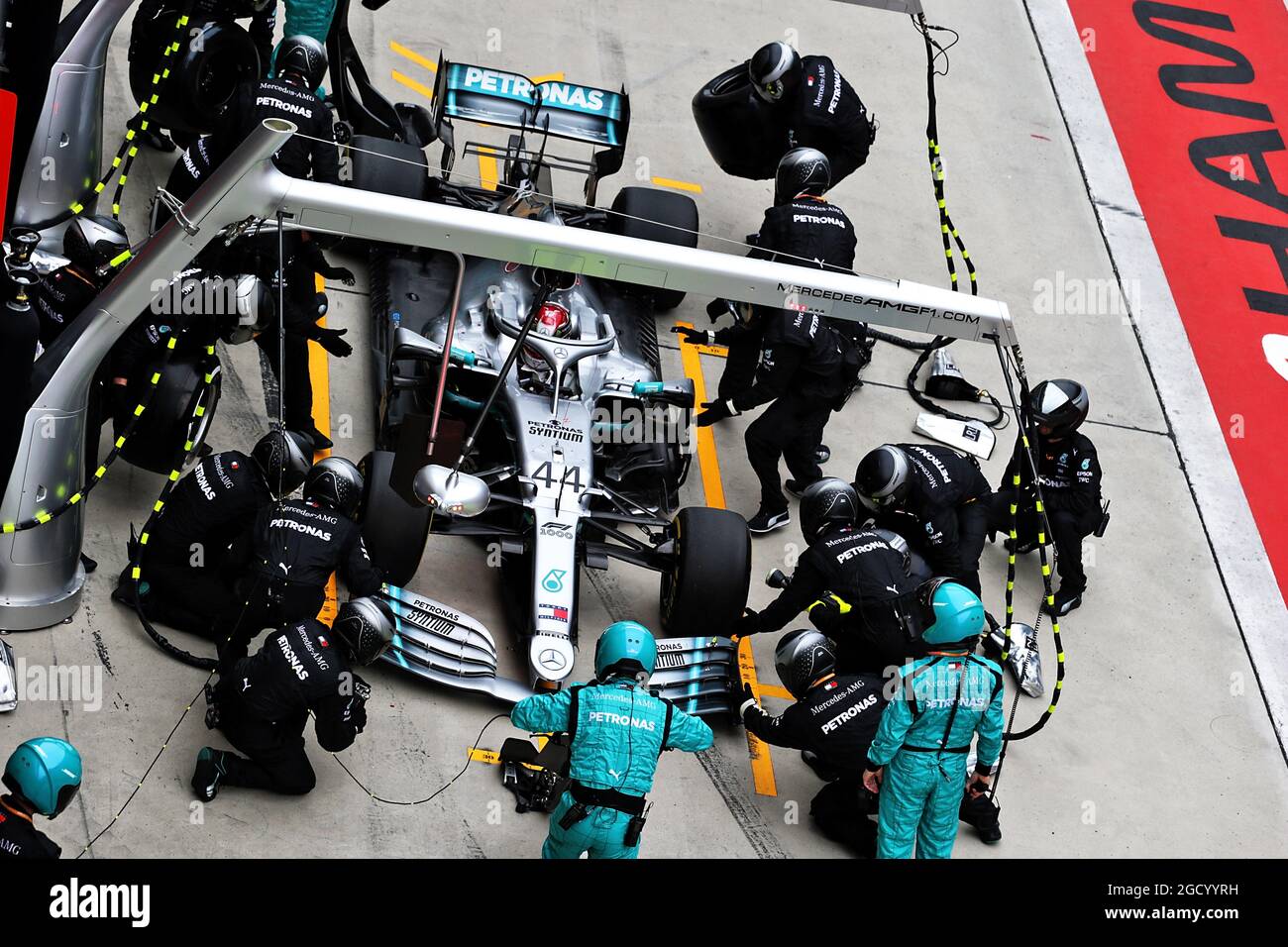 Mercedes amg f1 makes a pit stop hi-res stock photography and images ...