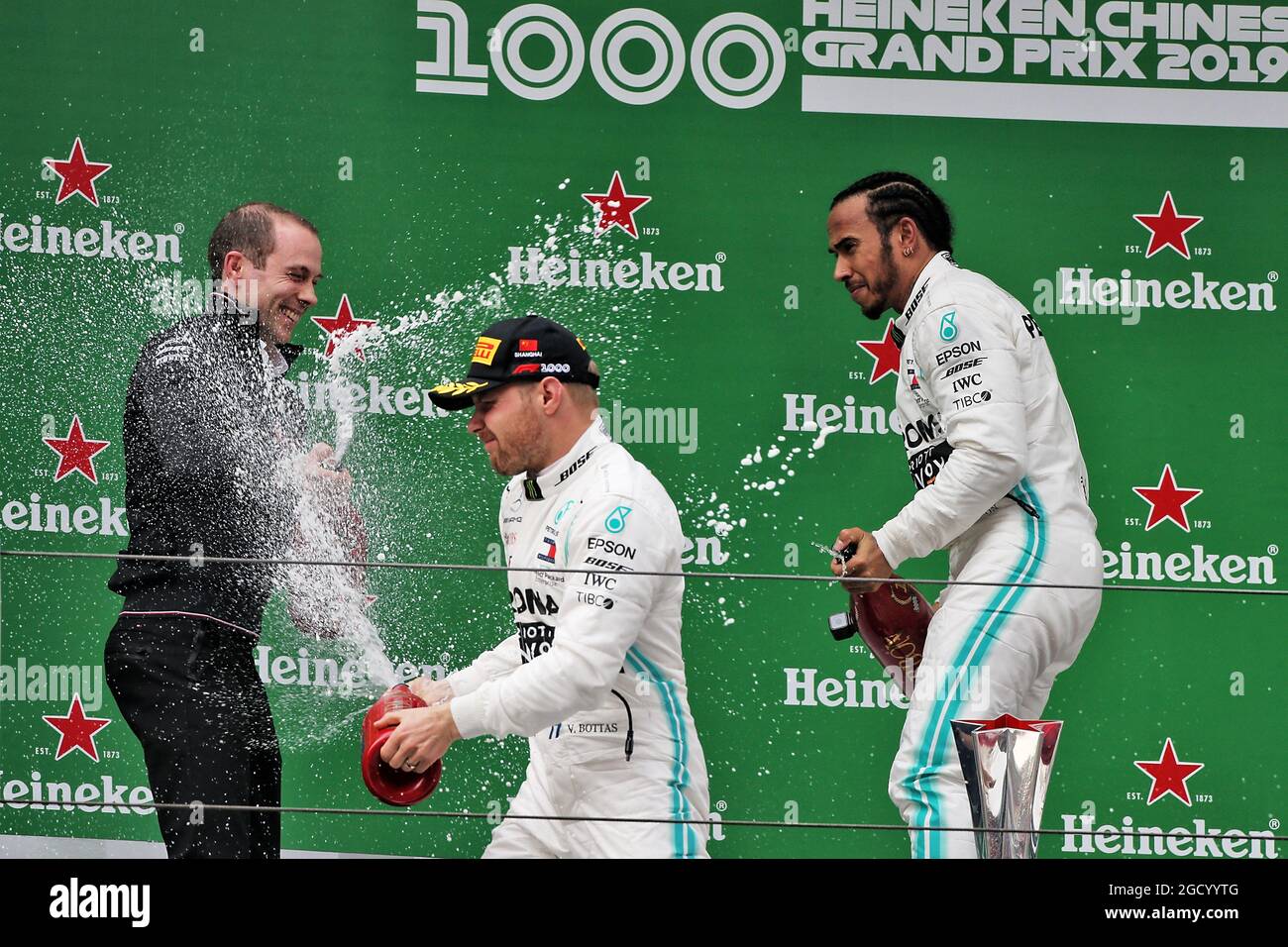 Mercedes amg f1 celebrates his position on podium marcus dudley hi-res ...