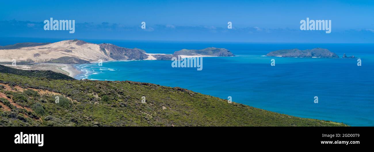 Scenic view of coastline, Te Hapua, Kaitaia, Far North District, North ...
